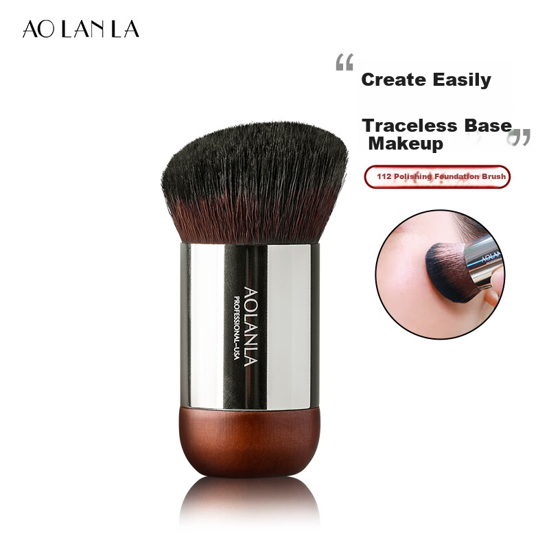 AOLANLA Slanted Foundation Brush #112 Portable Magic Powder Brush Seamless Base Makeup Brush Single Makeup Brush with Brush Bag