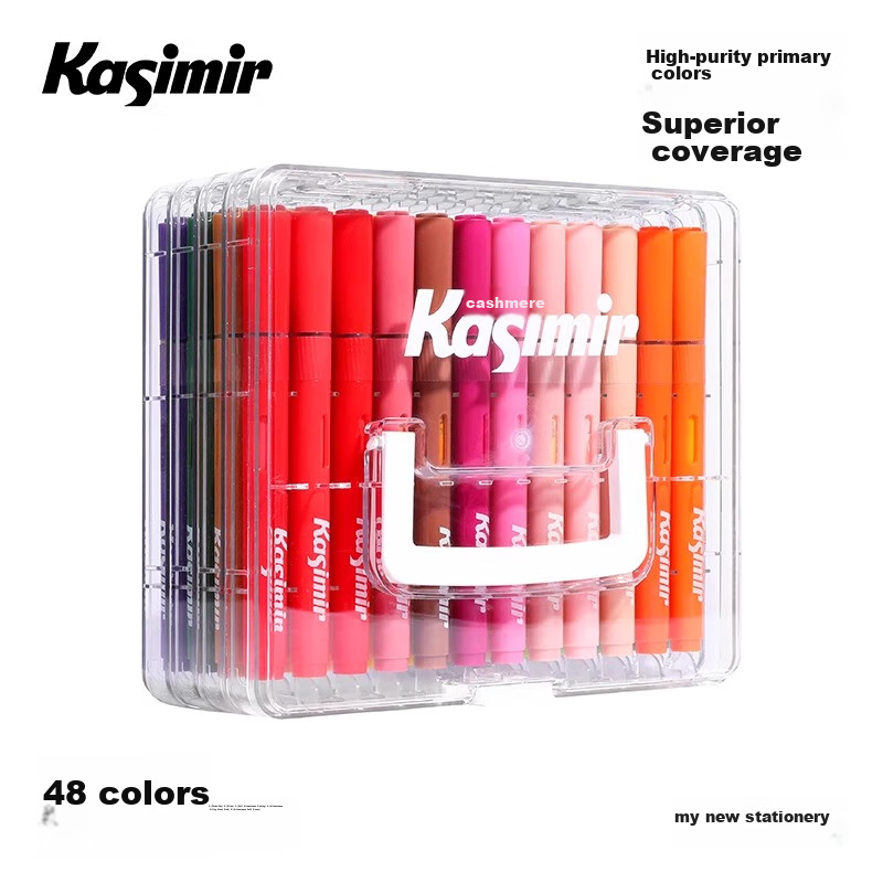Kasimir Direct Liquid Acrylic Markers, Soft Tip, for Primary School Students, Stackable Colors, Non-Transparent, Washable, Non-Toxic, Watercolor Pens, 60 Colors, Coloring Pens, Art Paint Pens, Drawing Pens, 48 Colors