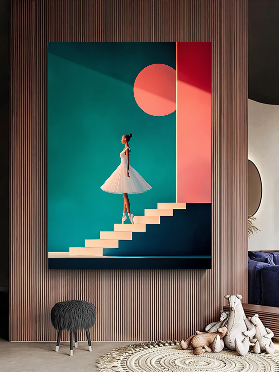 Картина на стену - "Абстракция, девушка балерина" , 50х70 см.