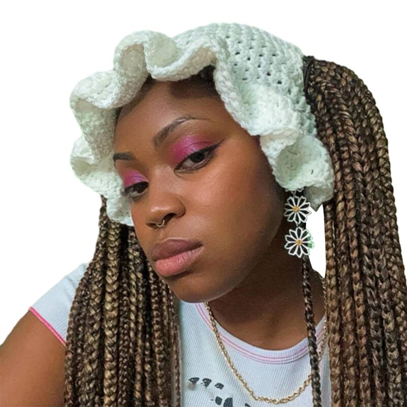 Милая Женская Вязаная Крючком Шляпа-Ведро с Боковыми Косичками И Отверстием, Милая Женская Рыбацкая Шляпа С Волнистыми Полями, Весенняя Дышащая Шляпа Для Подростков