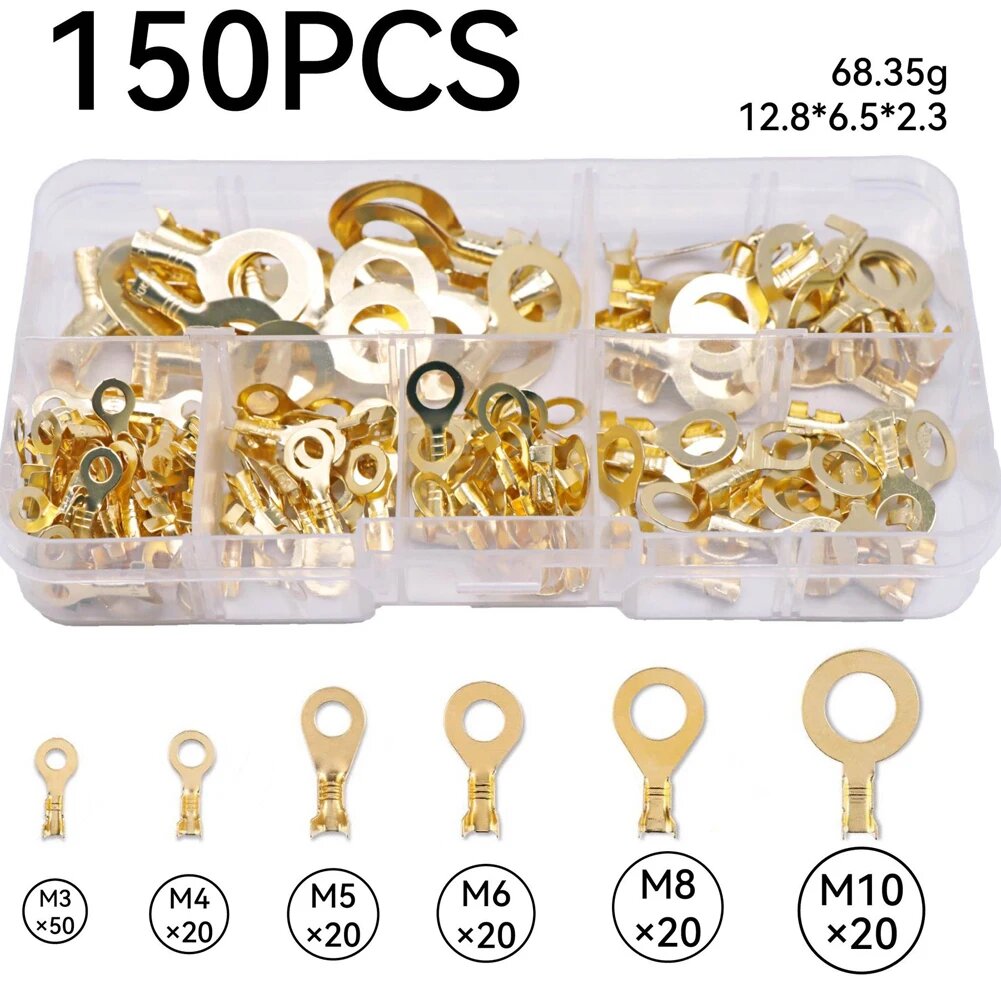 Кольцевые клеммы из латуни золотого цвета 150 шт.