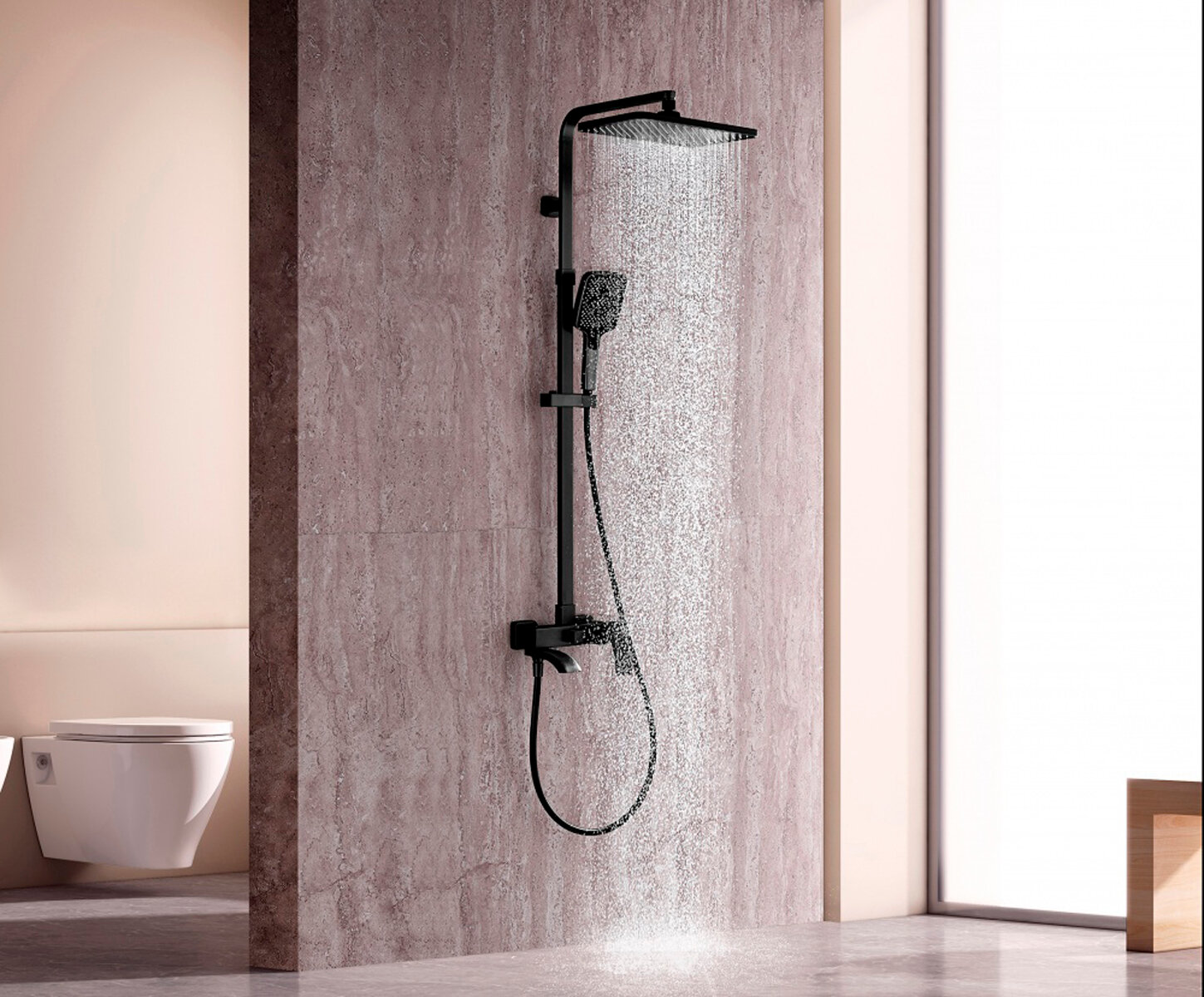 Душевая система с тропическим душем из латуни Ganzer GZ44161-C черный