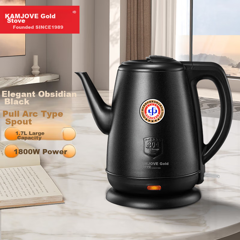 Электрочайник KAMJOVE T-65B, 1.7L, 304 Stainless Steel, black