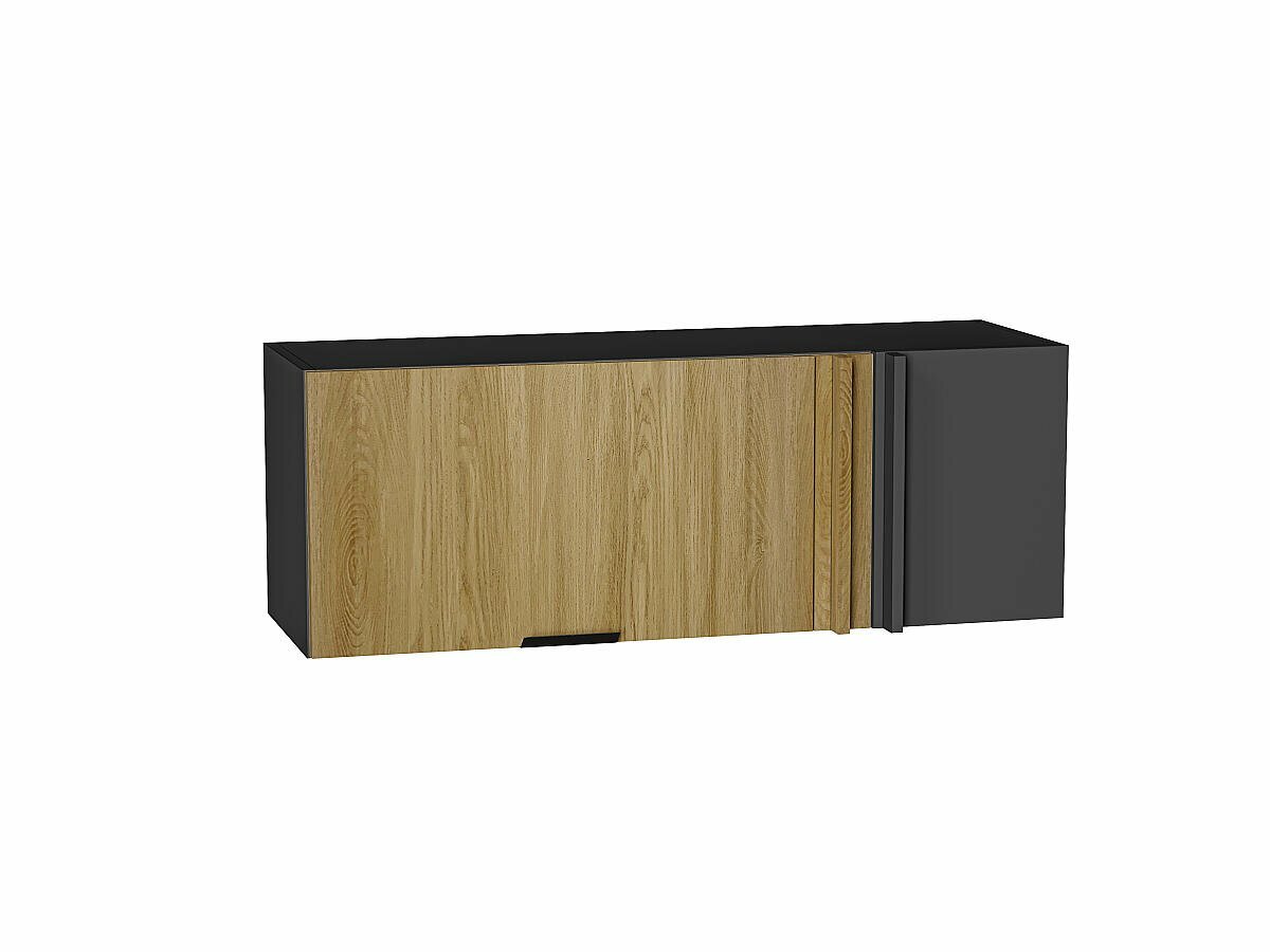 Шкаф верхний прямой угловой горизонтальный Евро, цвет фасада Дуб песочный, цвет каркаса Graphite, 358*1000*350 мм