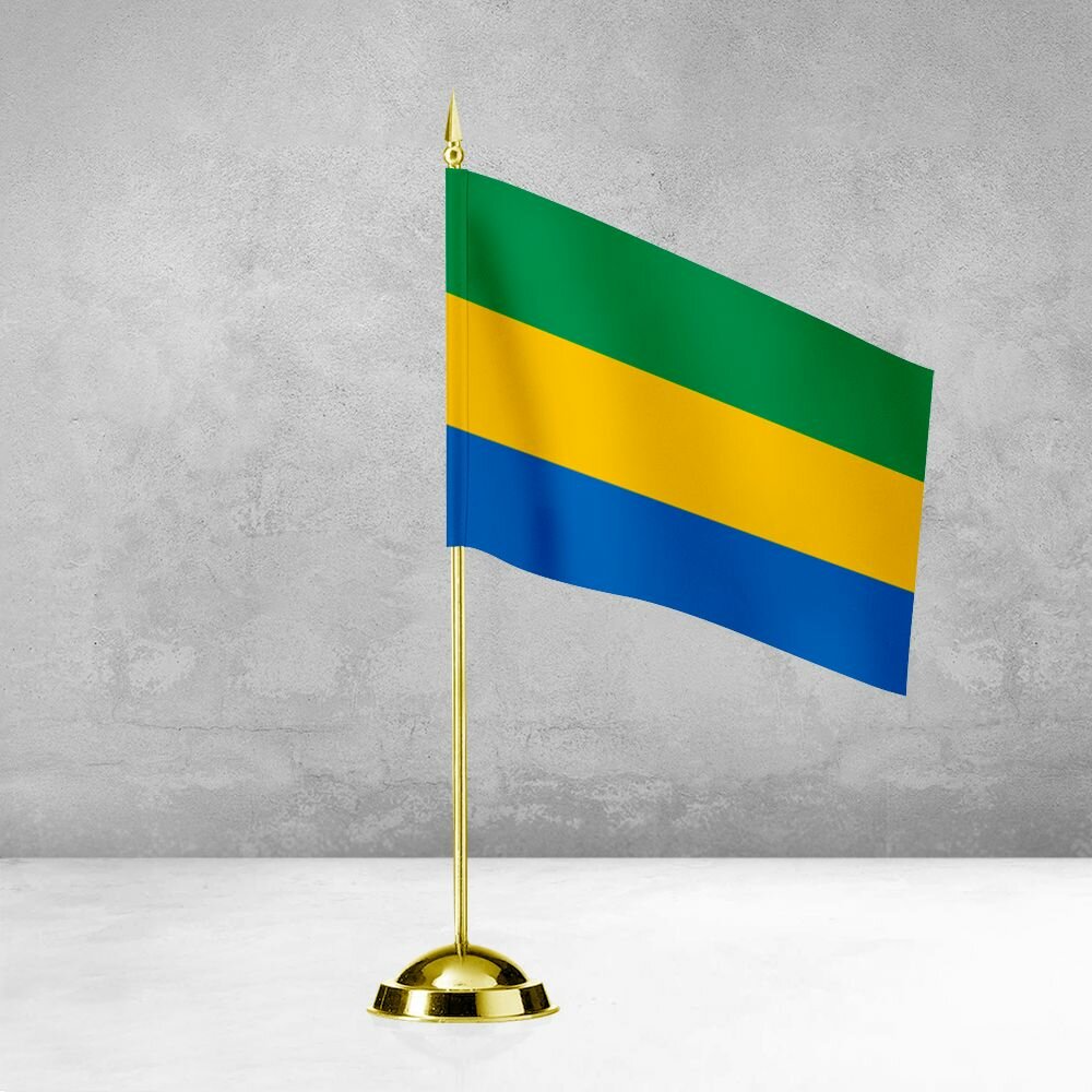Настольный флаг Габона на пластиковой подставке под золото