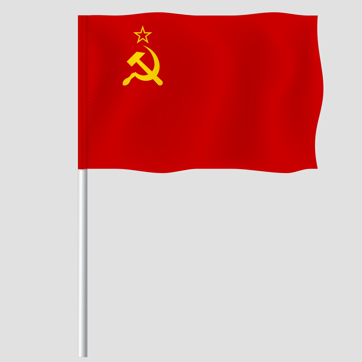 Флаг (флажок) СССР на палочке / 15x22 см. / 5 штук