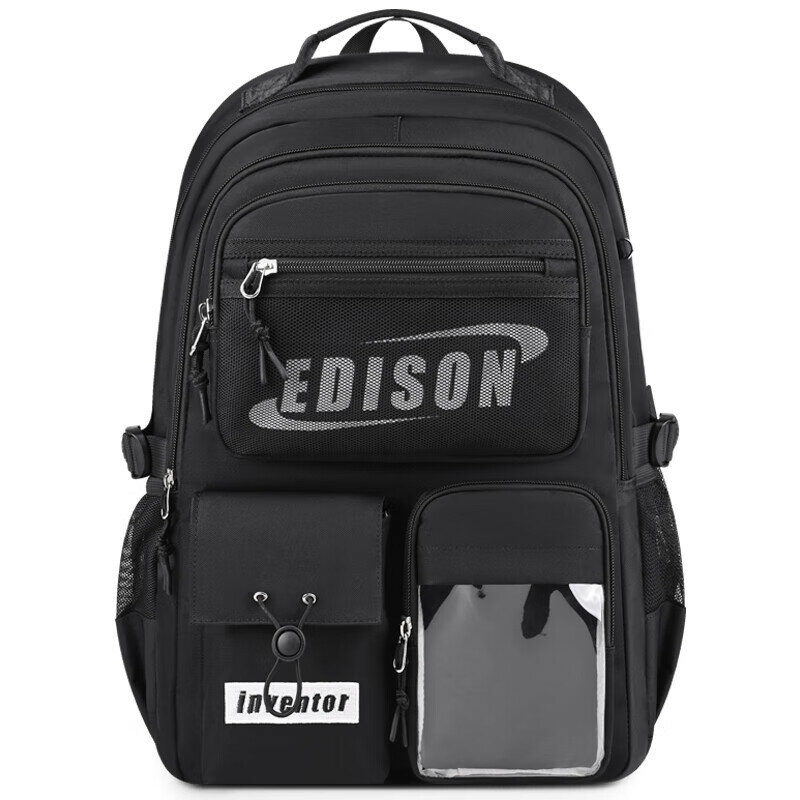 Edison Inventor Junior High School Student School Bag High School Students Bookbag Large Capacity Backpack for Boys and Girls 2571-1 Black
