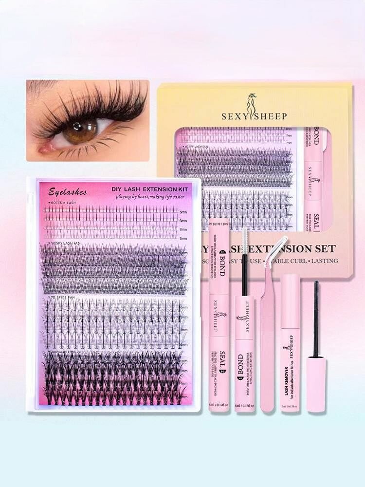 Набор для наращивания ресниц 140 кластеров Comic C Volume Eyelash Clusters 8-18 мм