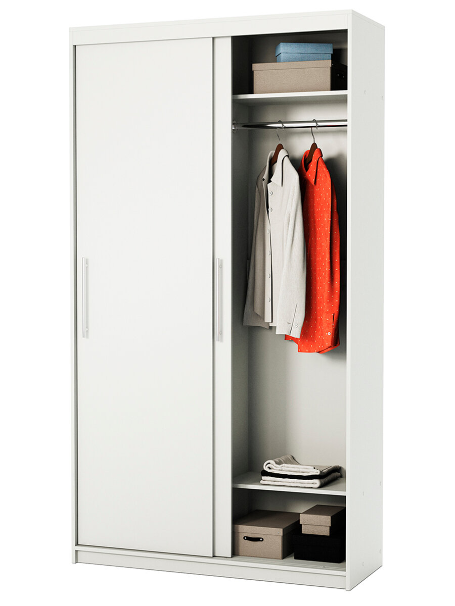 Шкаф-купе 2-х дверный Эконом платяной 100х60х200 см, ЛДСП Белый