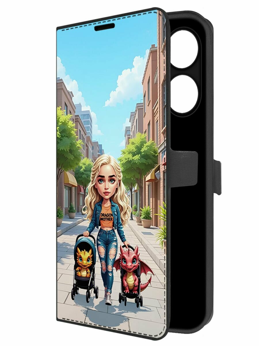 Чехол-книжка Krutoff Eco Book для Xiaomi Redmi 13 Мать драконов арт (черный)