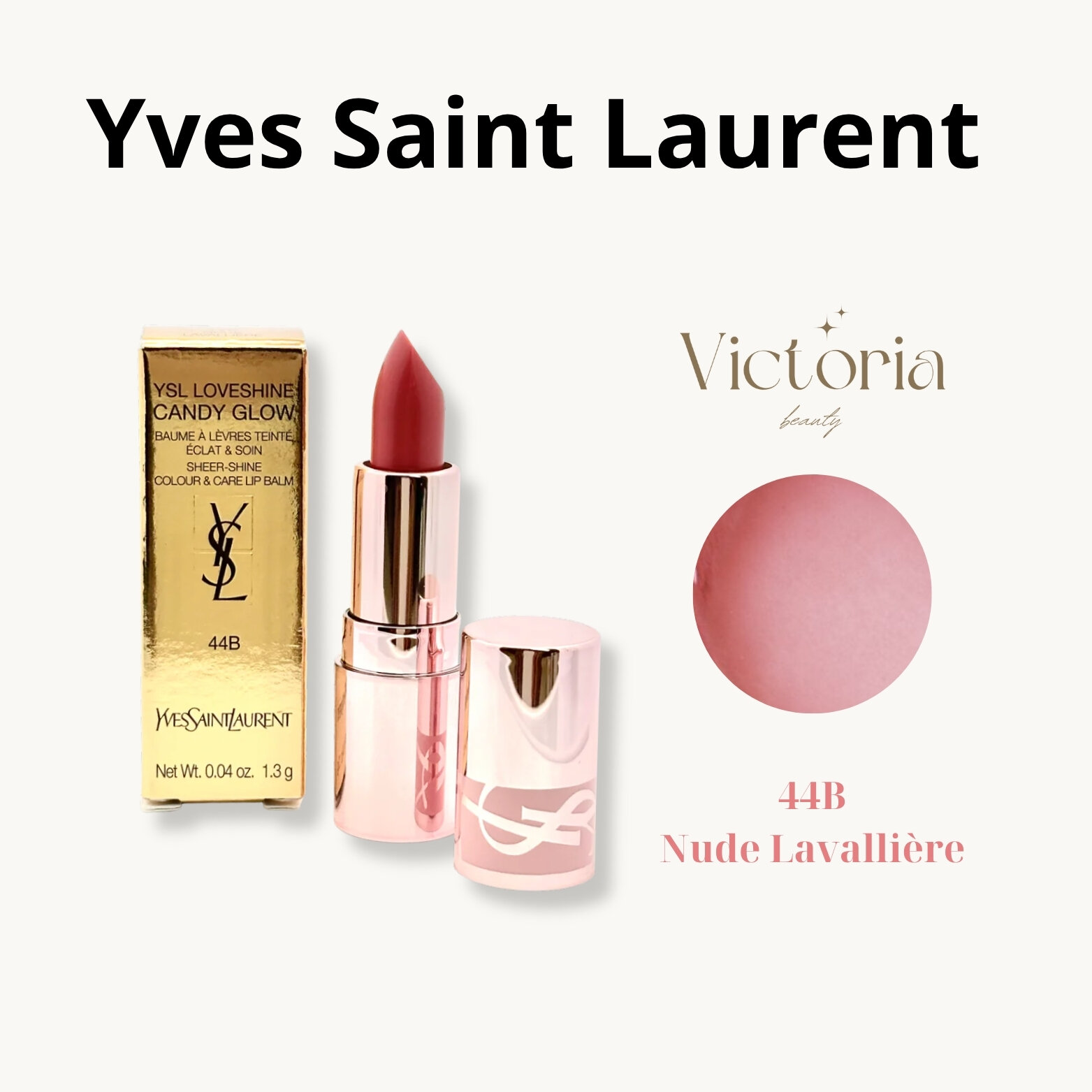 YSL Помада Loveshine Candy Glow 44B Nude Lavalliere 1,3г мини размер