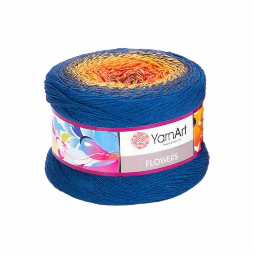 Пряжа для вязания YarnArt Flowers 258 оранжевый жёлтый василёк 250 гр/1000 м 55% хлопок, 45% полиакрил