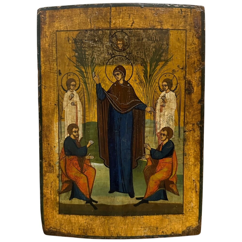 Икона "Всех Скорбящих Радость" дерево, 1860-1890 гг. Российская империя