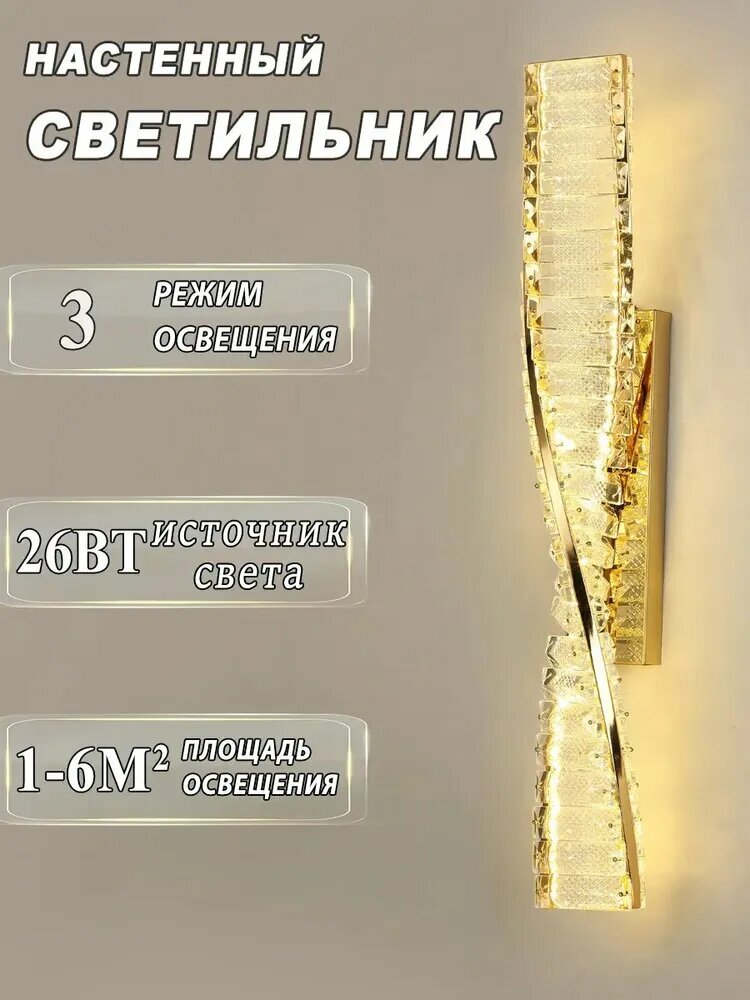 Хрустальные настенные бра с LED-подсветкой — аполярная модуляция света, элегантное освещение для гостиной и спальни