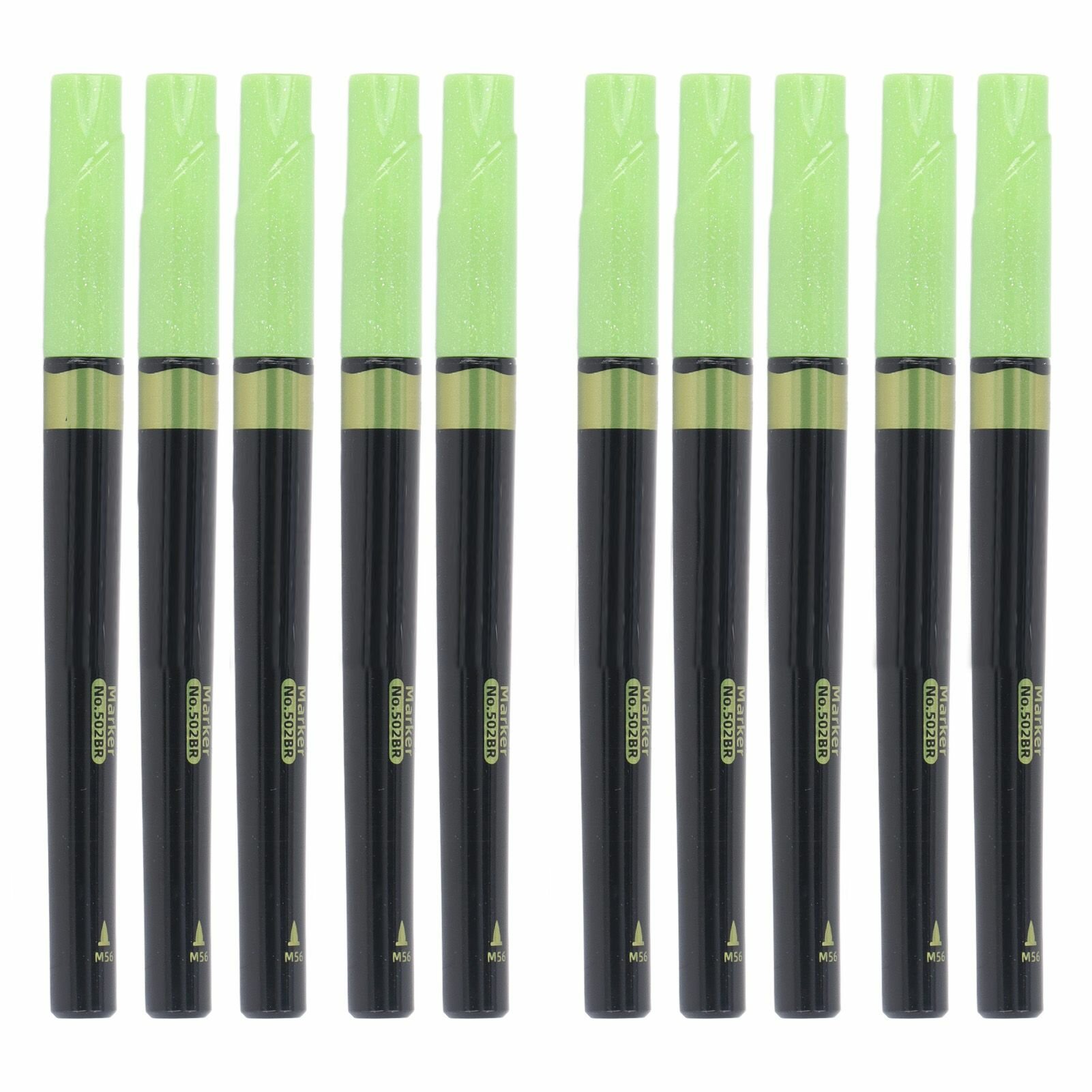 Флуоресцентные зеленые маркеры на водной основе, быстросохнущие, водостойкие, упаковка 10 шт, тонкий наконечник для ручного ведения дневника, рисования, художественного письма