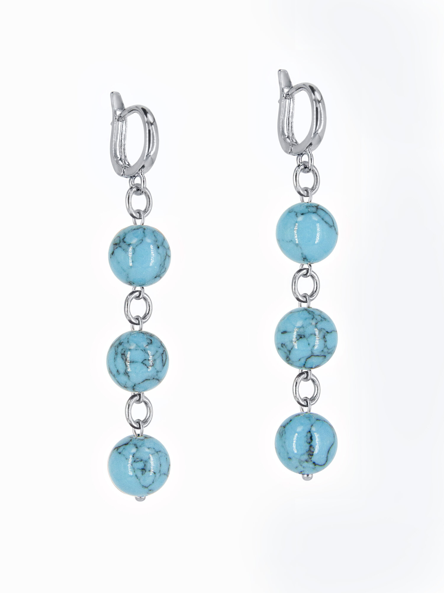 Серьги, искусственный камень, бирюза синтетическая