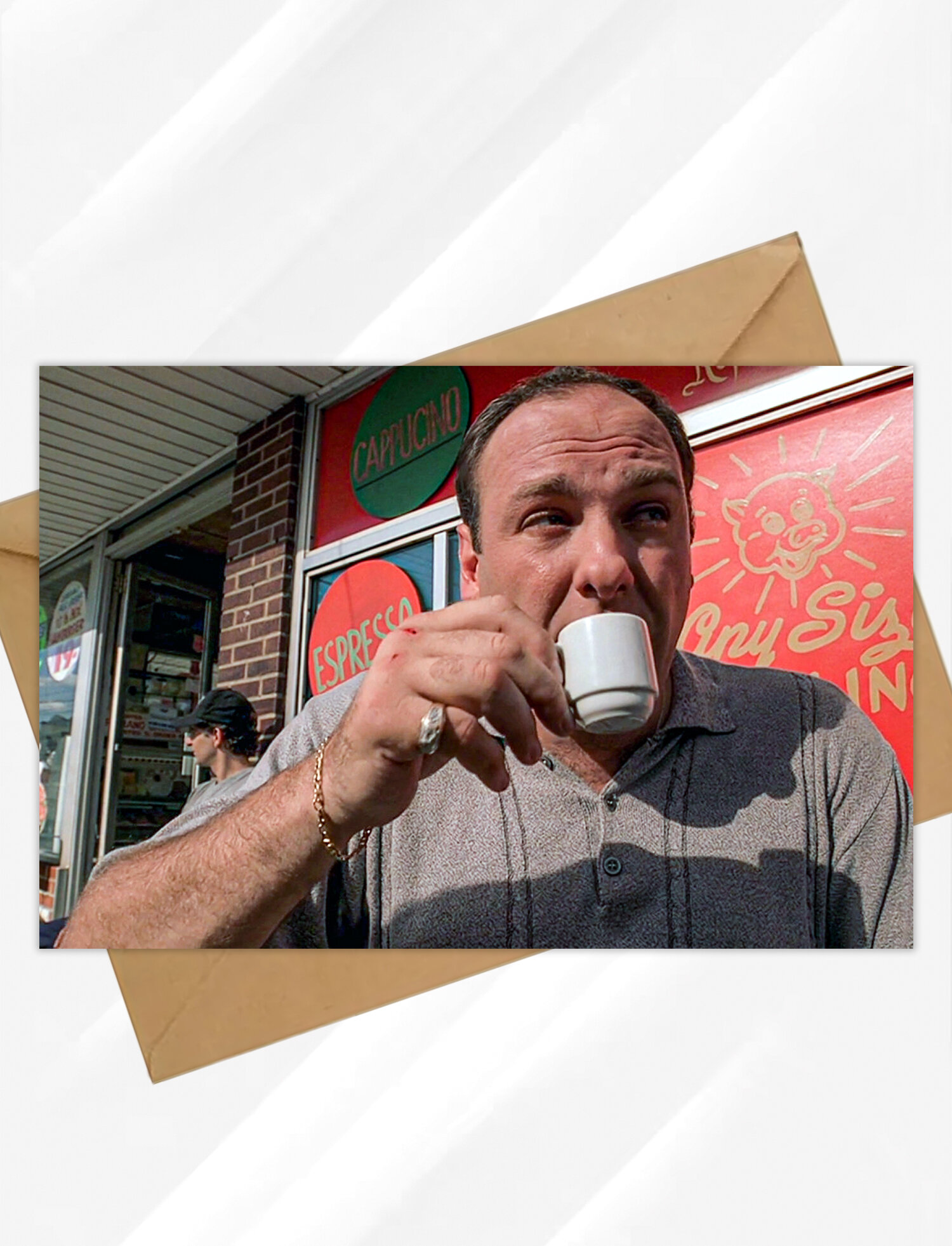 Открытка "Тони, Сопрано, сериал" (подходит под рамку 10х15см, плотная бумага, подставка)