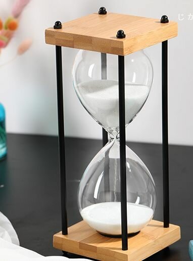Песочные часы на 30 минут с белым песком стильные интерьерные часы для дома и офиса, деревянная подставка и металлический каркас