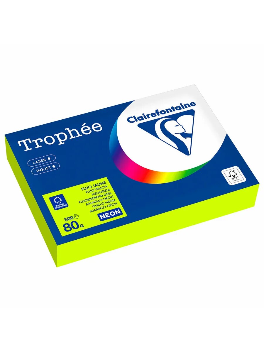 Бумага цветная а4 80 г/м2 500 л желтый неон