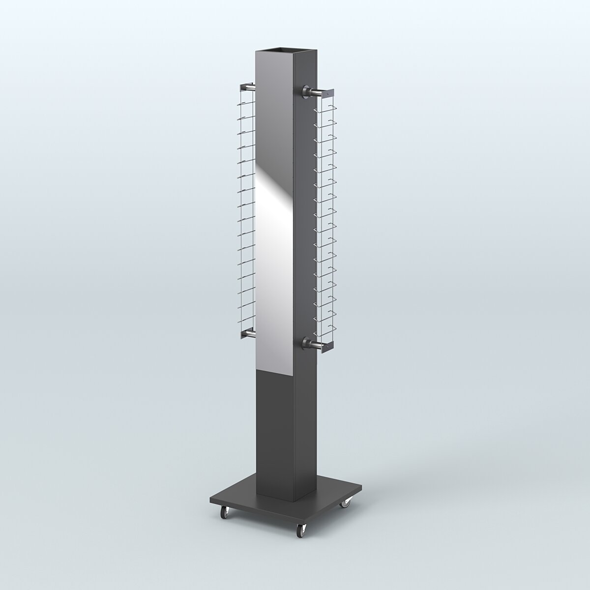 Островная торговая стойка из ДСП для продажи очков №1-Д24 открытого типа (с торцевыми зеркалами), Черный