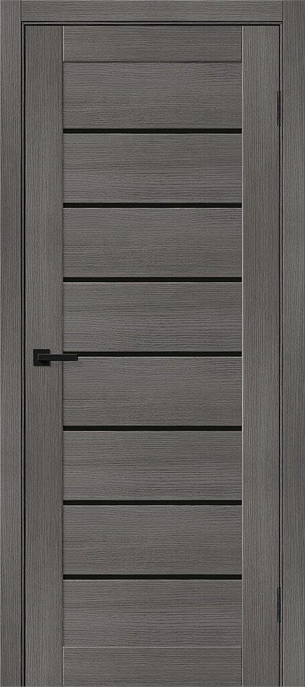 BRAVO Межкомнатная дверь 200*70, Браво-22, Grey Melinga / Black Shine , Эко Шпон 200*70 Grey Melinga