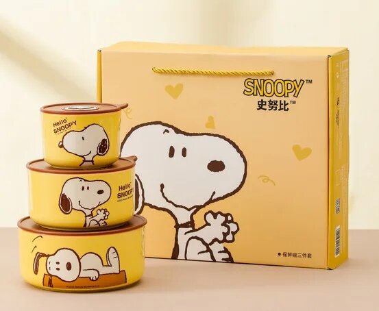 Миска MINISO "Snoopy Kawaii" liuliudashun, керамика, герметичная упаковка, 3шт