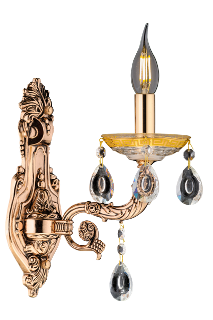 Бра Premium хрустальная золото с чернением с прозрачными хрустальными подвесками на 1 лампу E14