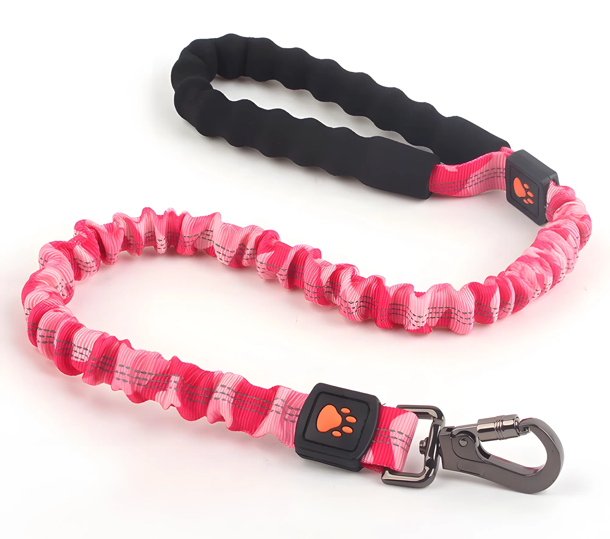 Поводок для собак эластичный нейлоновый 80-120 см камуфляжно-розовый