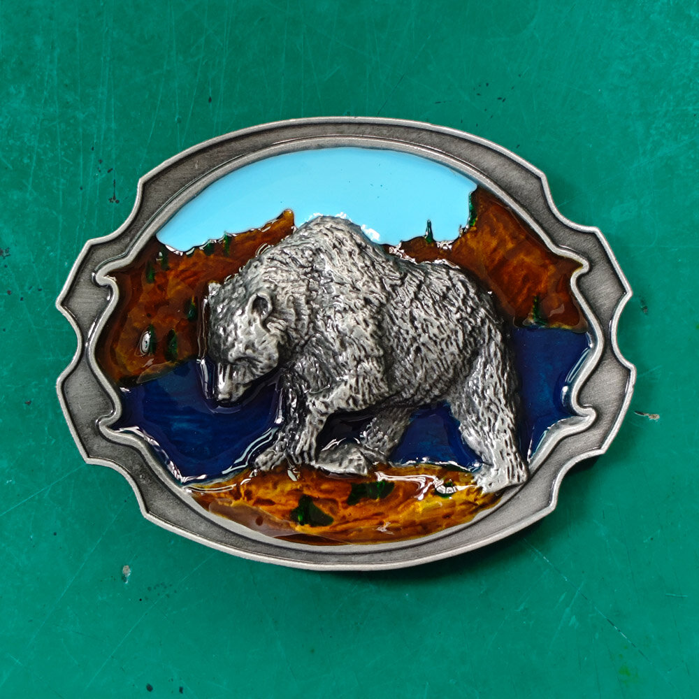 Пряжка для ремня 40мм металлическая с белый медведь бляха для ремня мужская байкерская