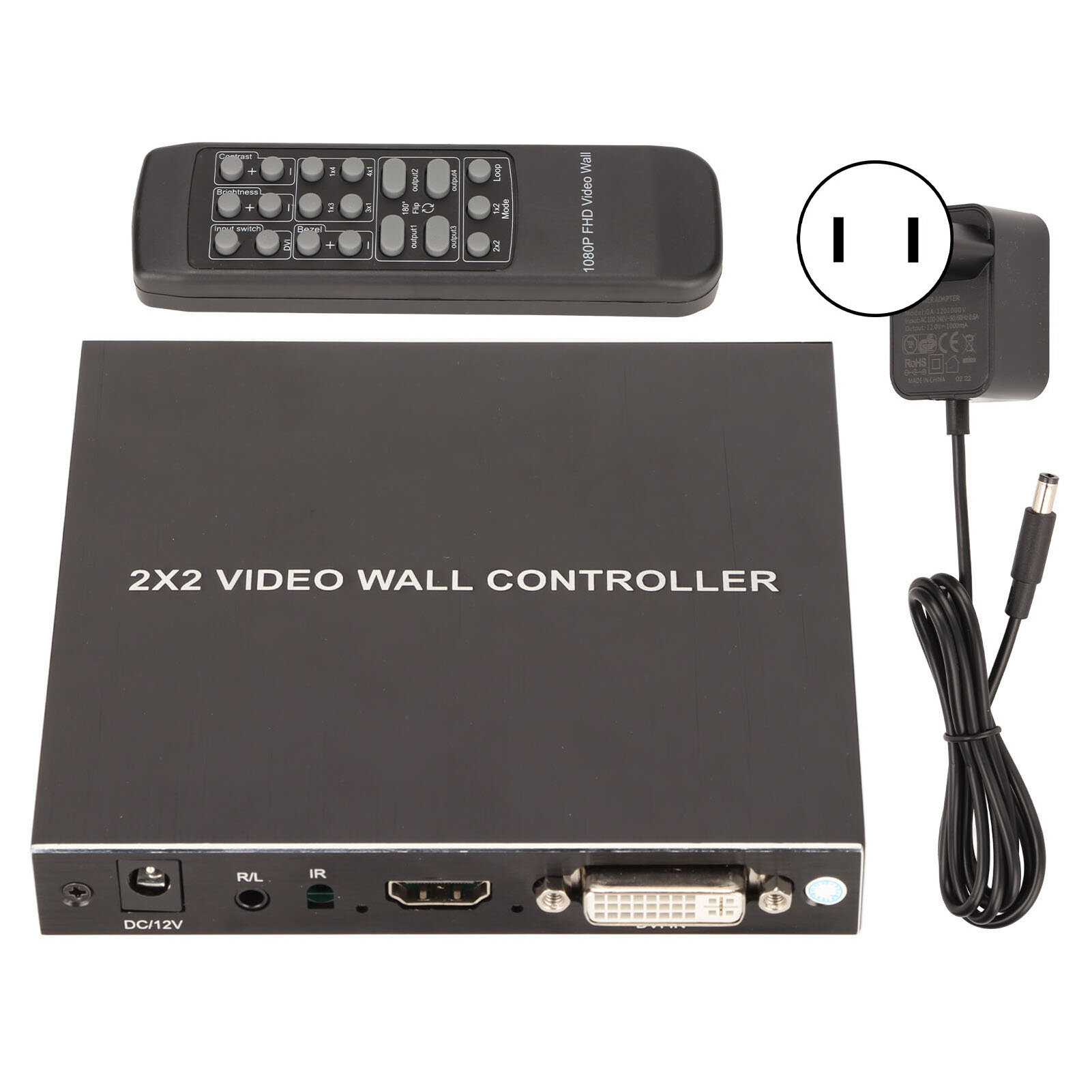 DVI TV Wall Video Controller 180 -градусный вращение HD -мультимедийное интерфейс Процессор дисплея с помощью удаленного 100-240 В плагин США