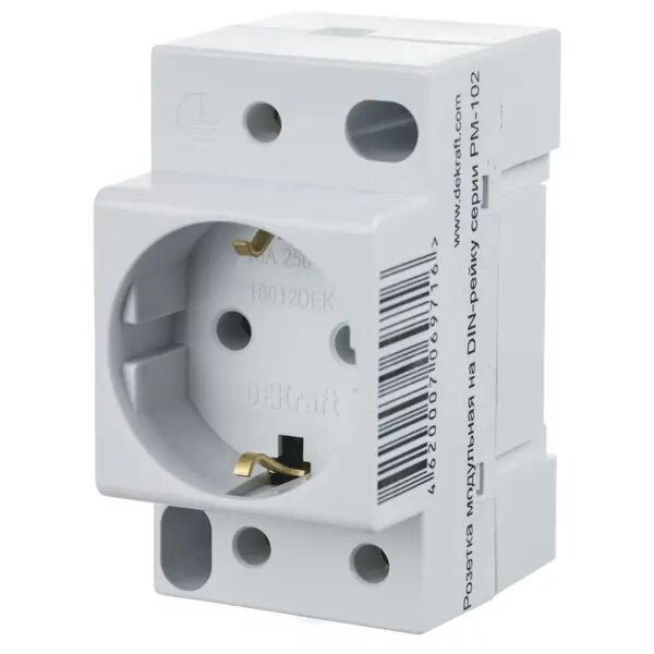 Розетка модульная на DIN-рейку 2P PEN 16 А 220 В 18012DEK