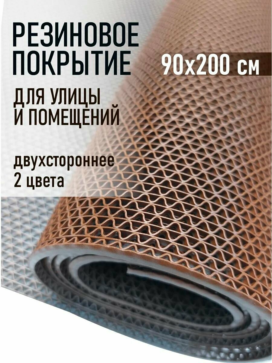 Коврик резиновый противоскользящий 90х200см покрытие на пол