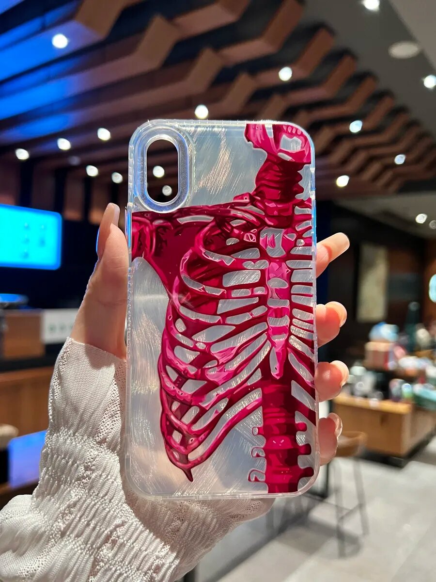 Чехол О'Кейси, для iPhone X/XS, с принтом, защита камеры, серебристый/красный