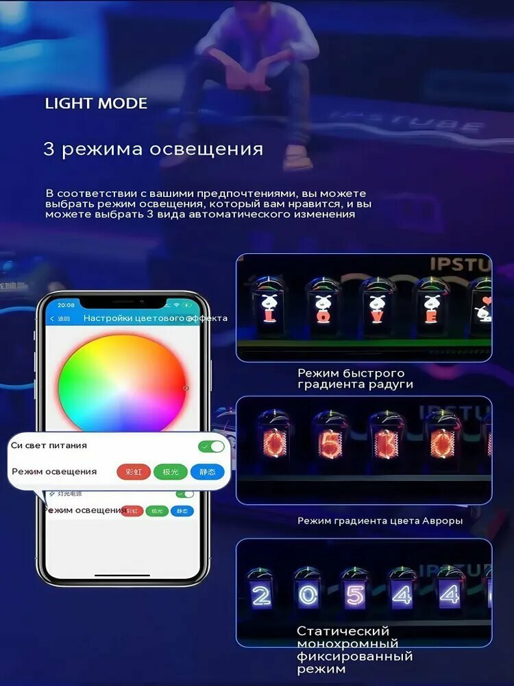 Настольные электронные светодиодные часы Nixie tube IPS с подсветкой