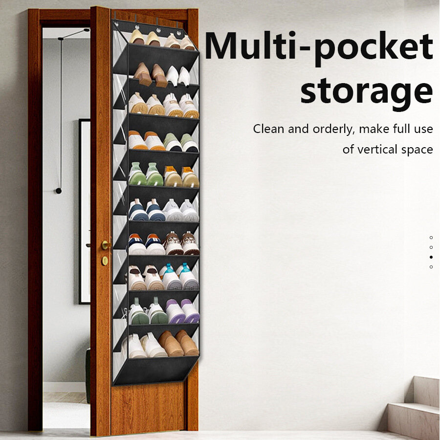 Органайзер для обуви на 10 полок, 180x42 см, из прозрачного пластика. Хранит до 20 пар