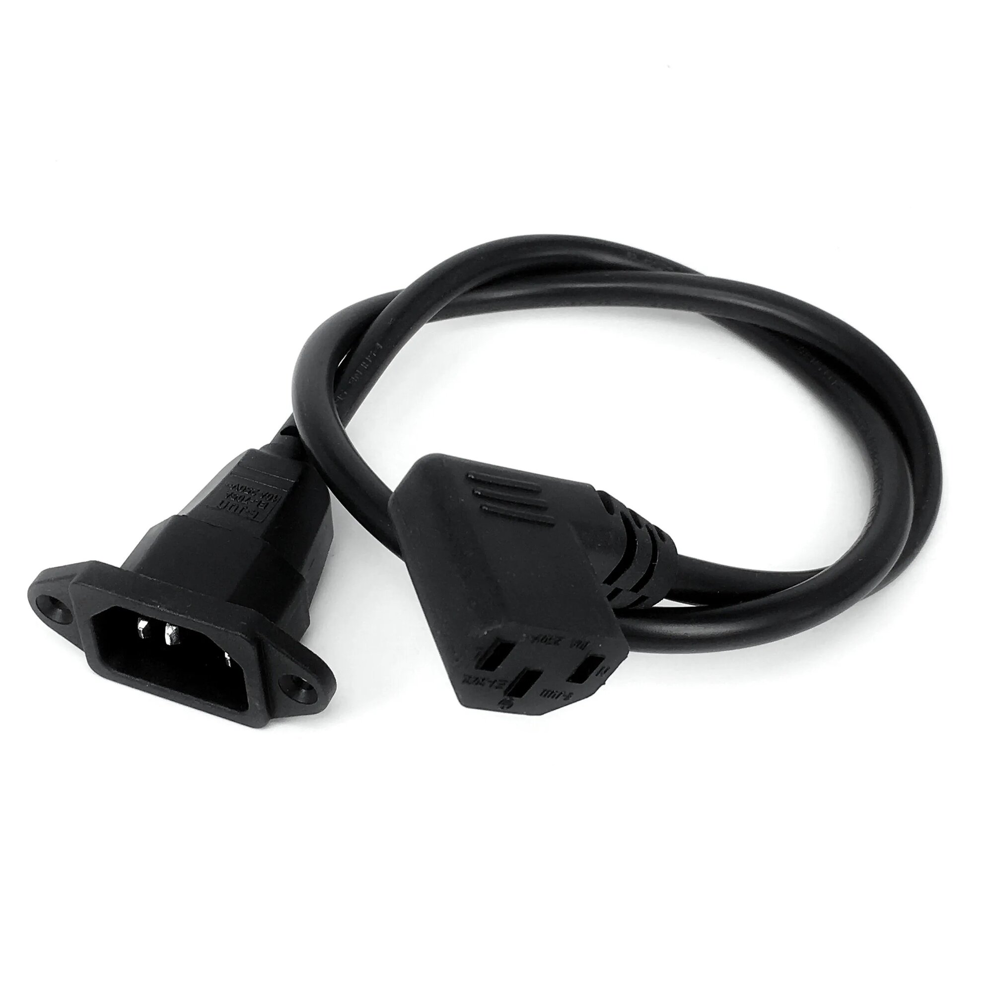 IEC320 C14 - C13 кабель, 60 см, черный, угловой
