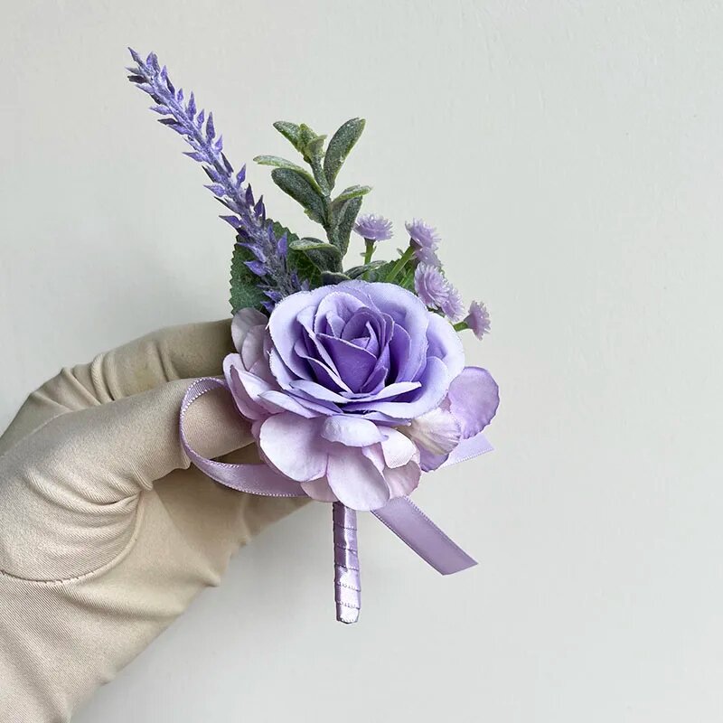Шёлковая бутоньерка для жениха Boutonniere F