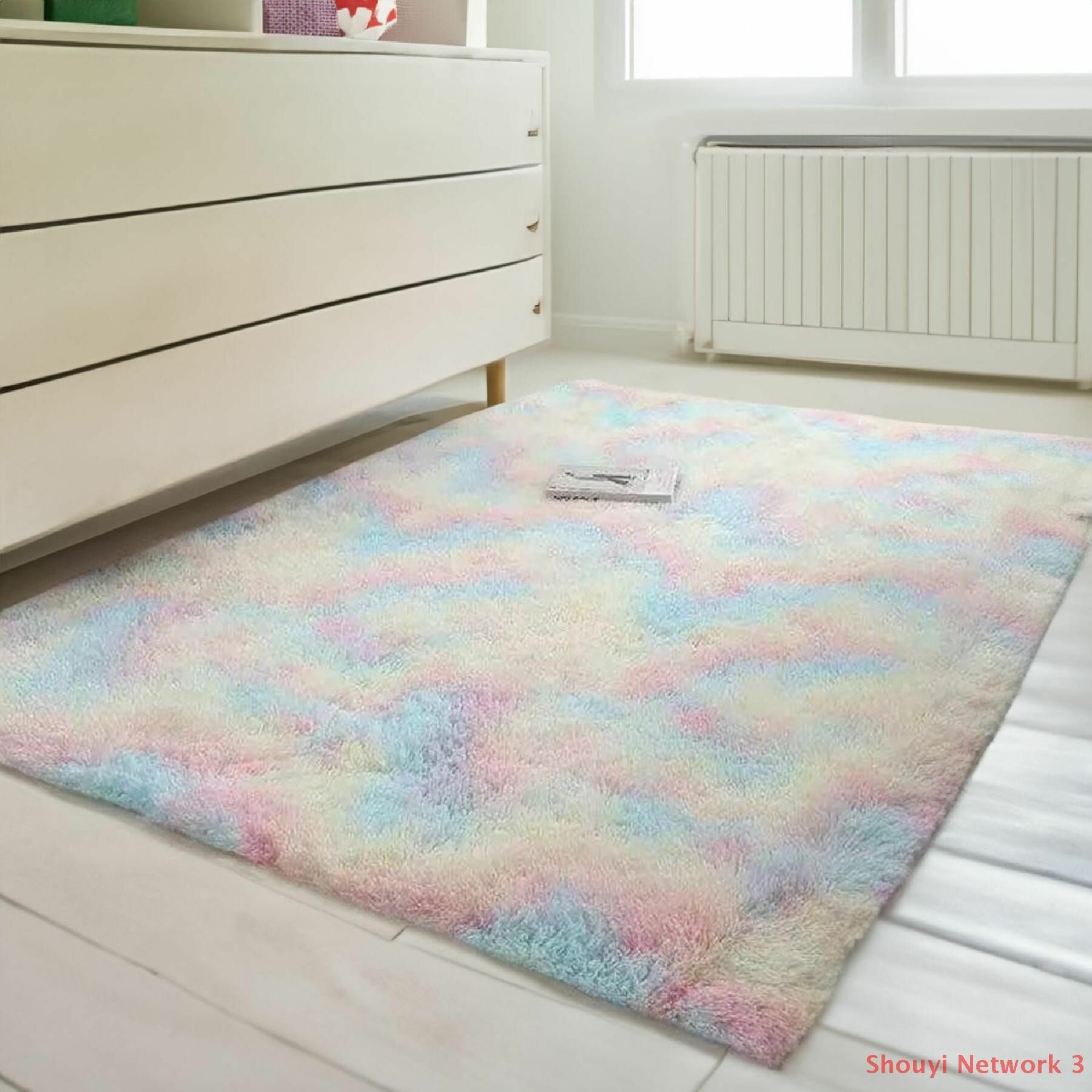 Плюшевый ковер, плюш, Цвет радуги, 120x160 см для гостиной спальни детской комнаты, нескользящей пушистой комнаты