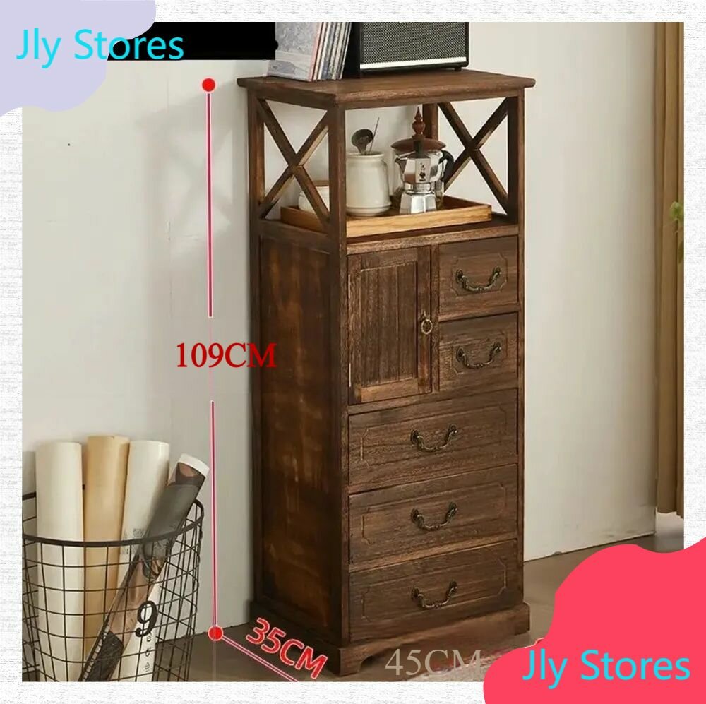 Комод из цельного дерева, простое хранение в стиле ретро, многослойный