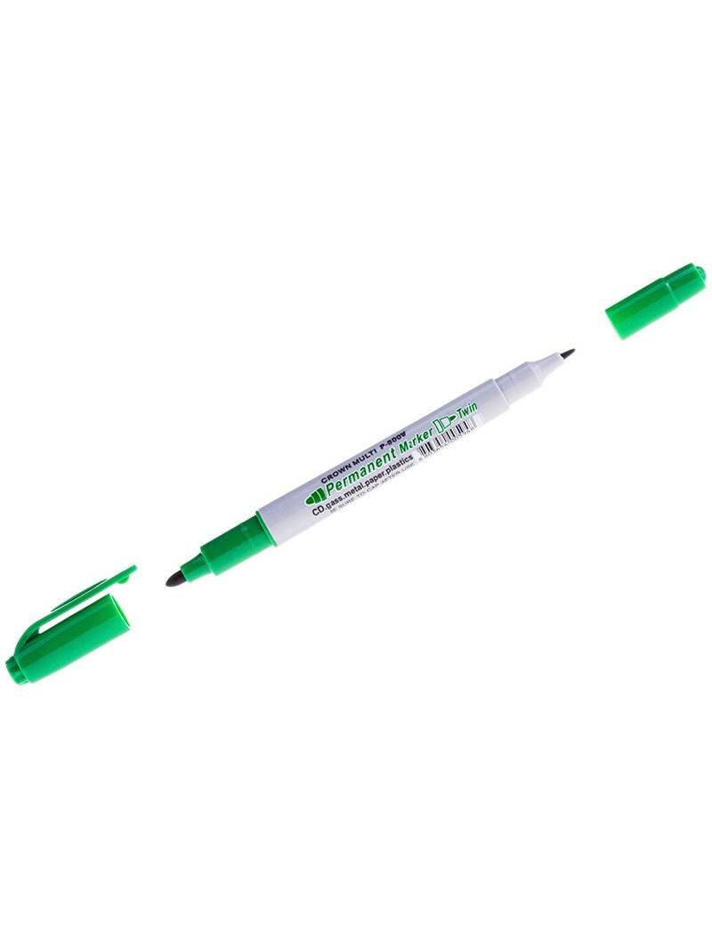 Маркер Crown Multi Marker Twin P-800W перманентный двухсторонний, пулевидный наконечник, 2/1 мм, зеленый {117932} 1 шт