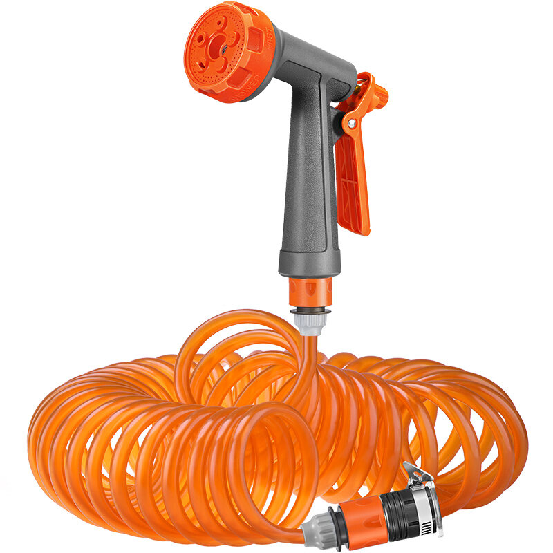 Aorichi High-Pressure Car Wash Spray Gun, Watering Tool, Retractable Hose, Pressure-Boosting Kit, H6 Multi-Functional Gun + 10-Meter Spring Hose