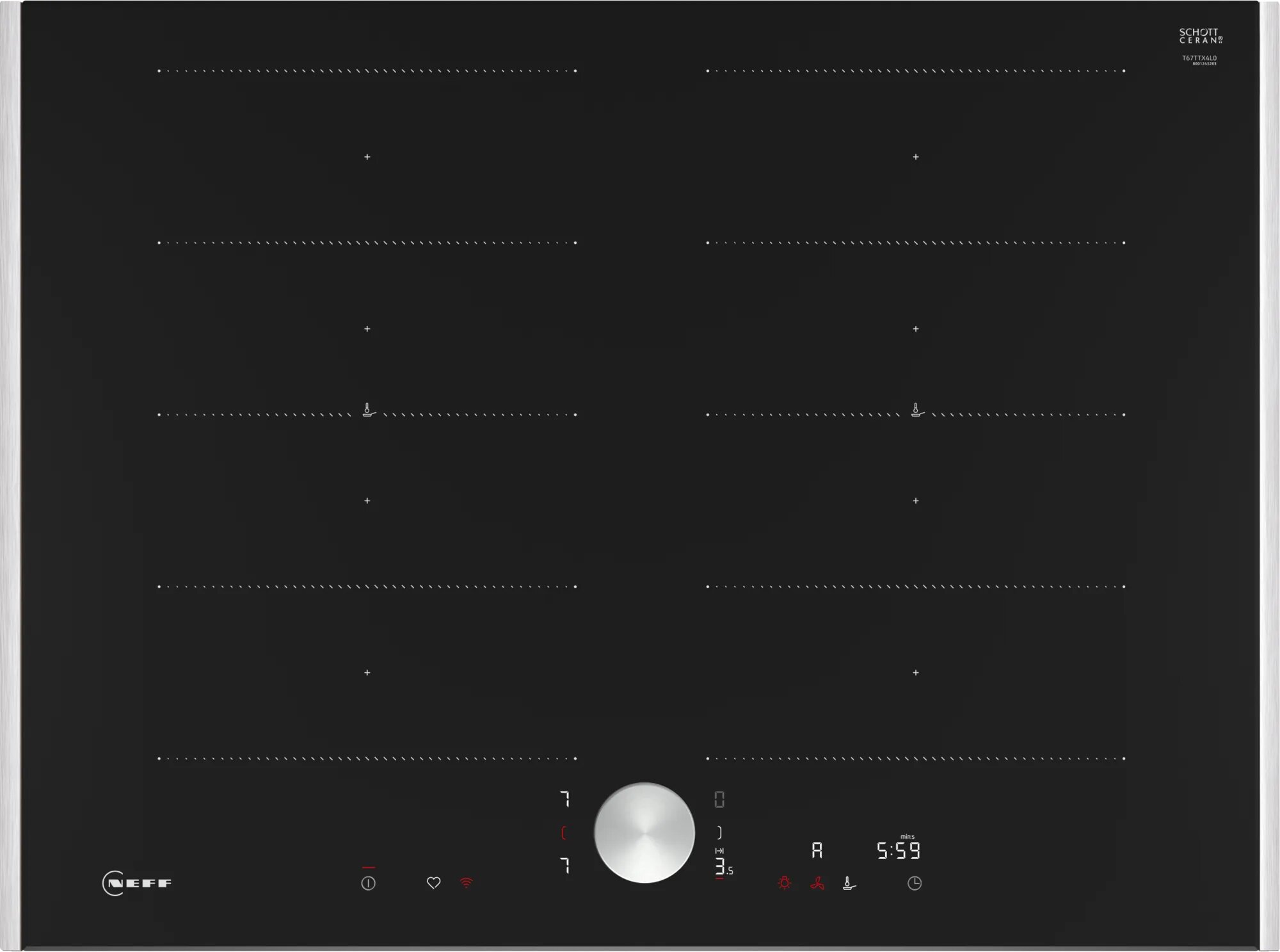Индукционная варочная панель NEFF T67TTX4L0, 70 см Черный, С рамкой сверху