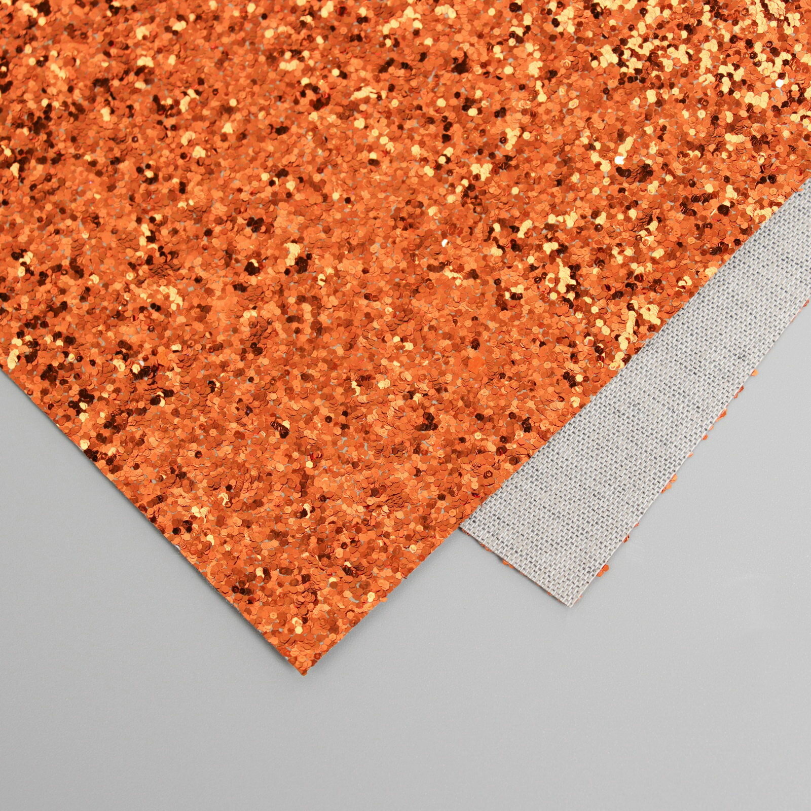 Лист для творчества искусственная кожа "Крупные блёстки", оранжевый лист 33x20 см, толщина 0.84 мм