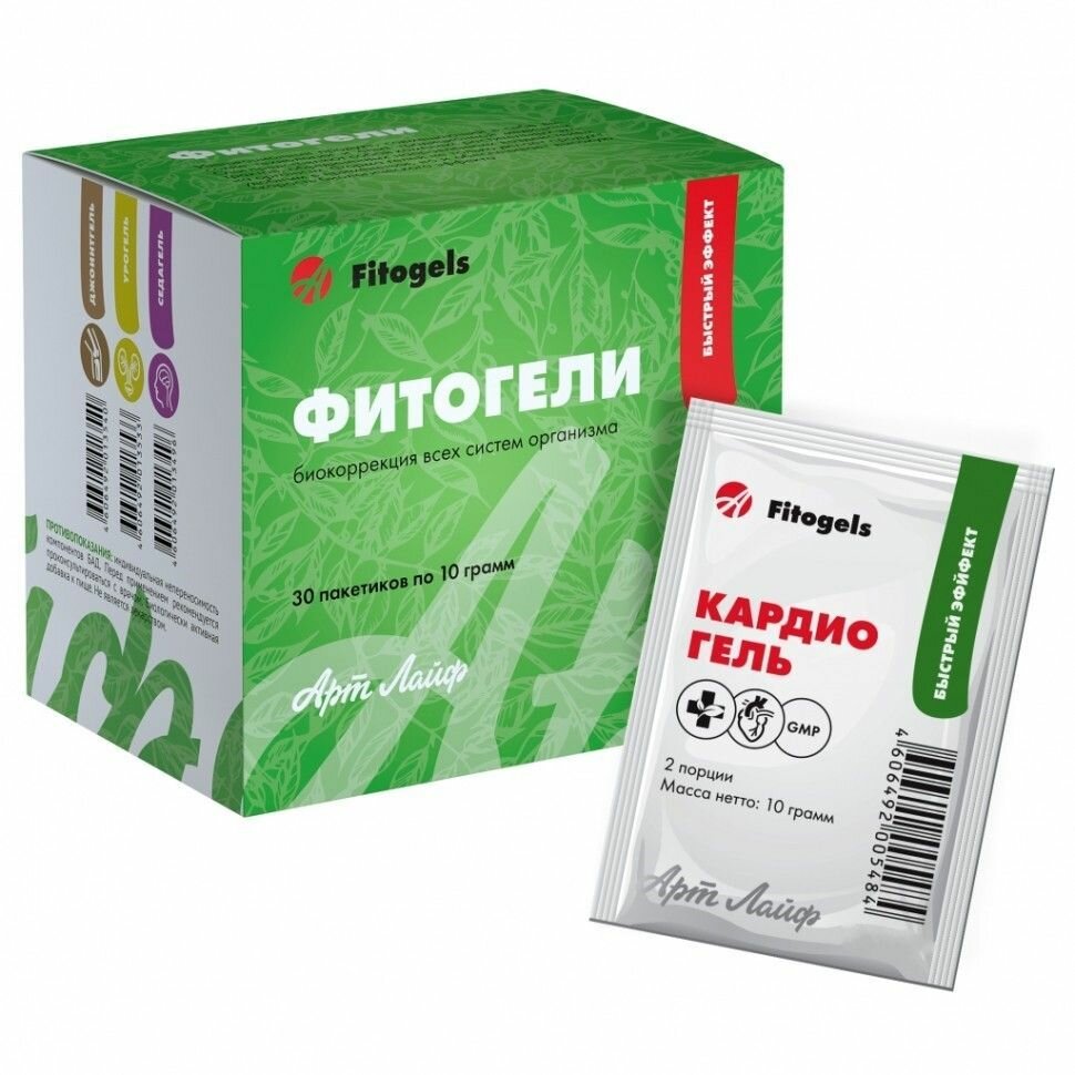 Арт Лайф Фитогель Кардиогель 30 саше по 10 г. Для улучшения работы сердца и сосудов, нормализации ритма и кровоснабжения