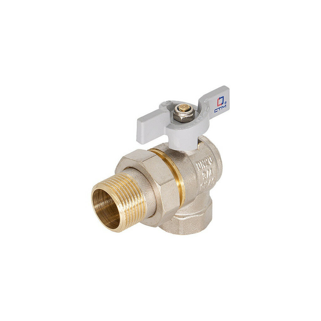 Кран шаровый СТМ стандарт, для воды 1" с накид. гайкой угловой бабочка