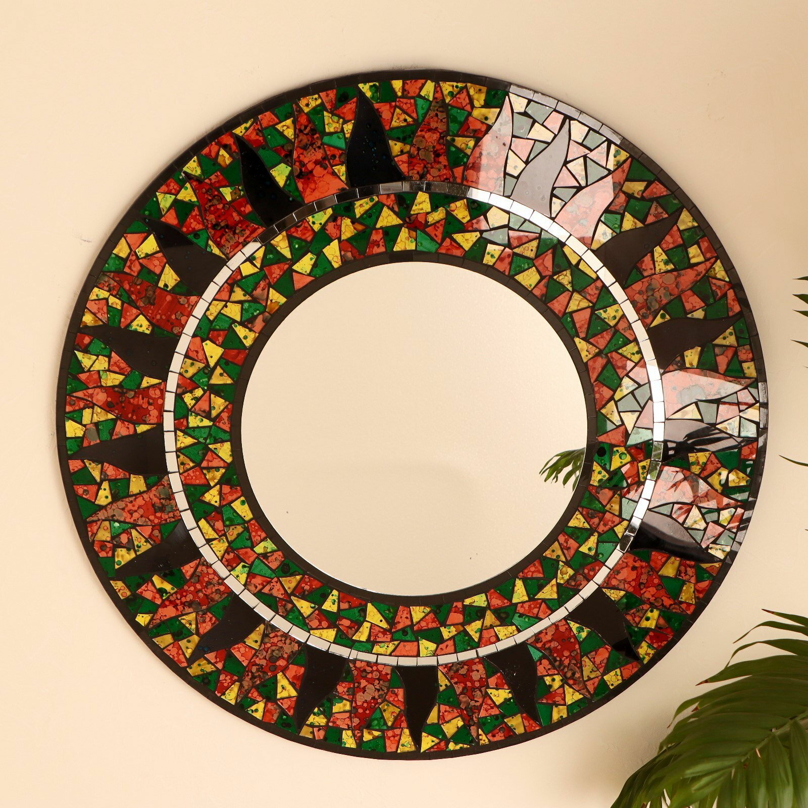 Панно зеркальное "Три круга", 60x1x60 см, форма: круглая, цвет: разноцветный