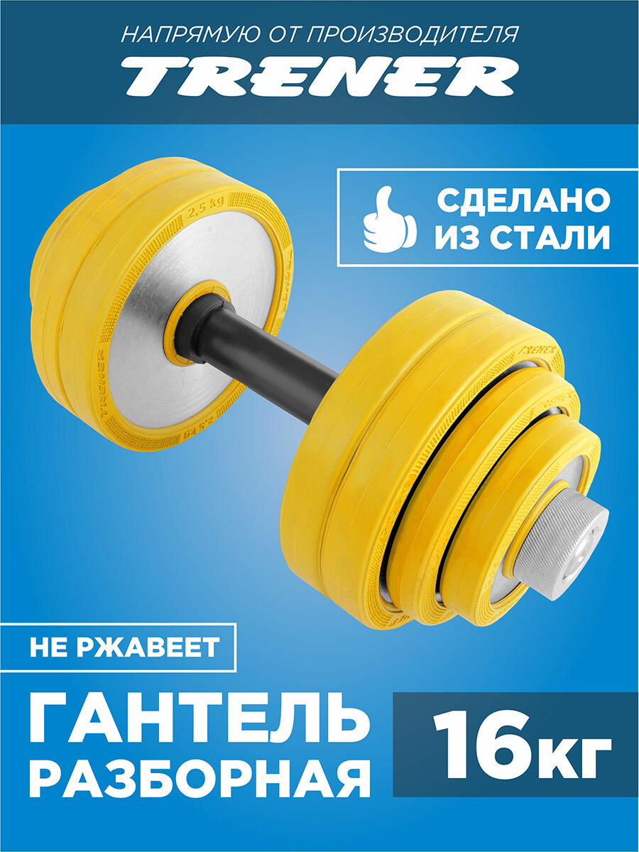 Гантели разборные 16 кг с зеркальными накладками 1шт.