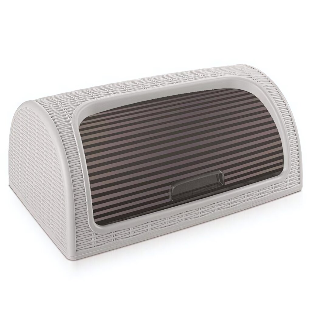 Хлебница пластиковая с прозрачной крышкой, текстура плетения, цвет песочный, герметичная