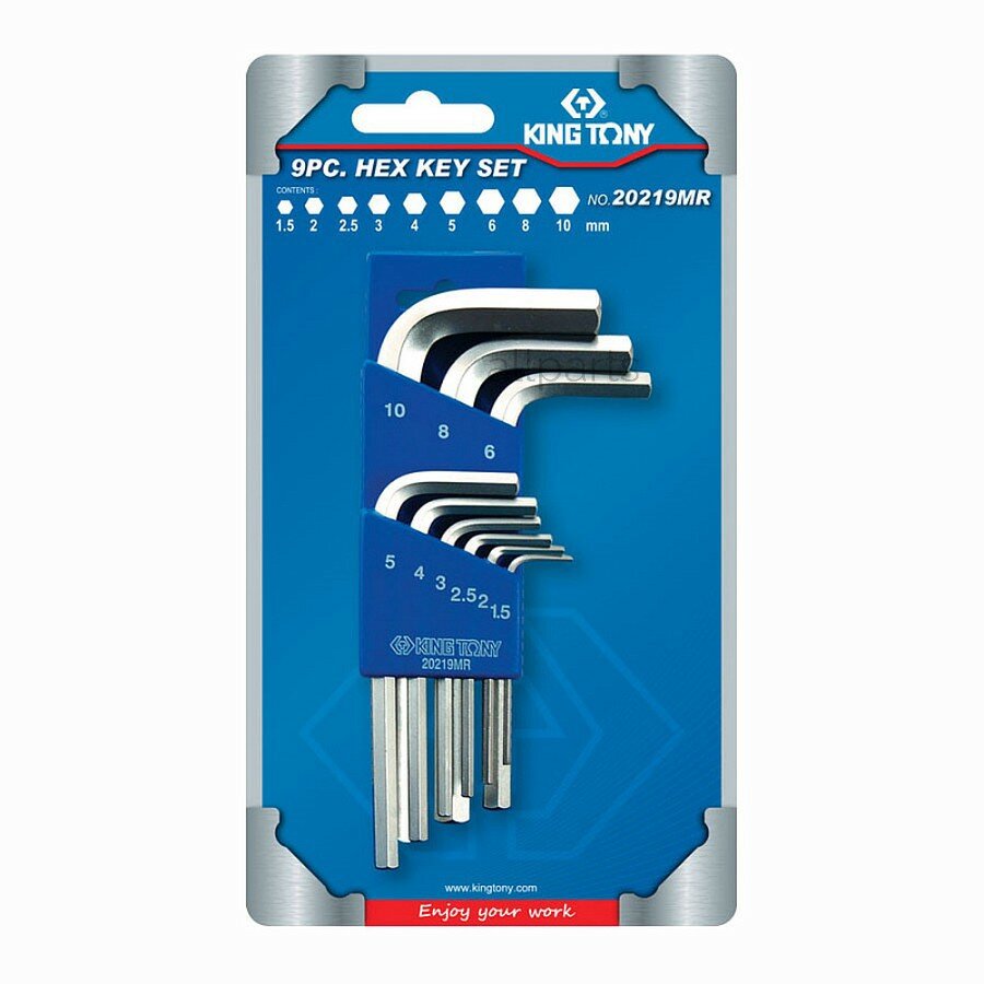 KING TONY 20219MR Набор Г-образных шестигранников 1,5-10 мм, 9 предметов KING TONY 20219MR