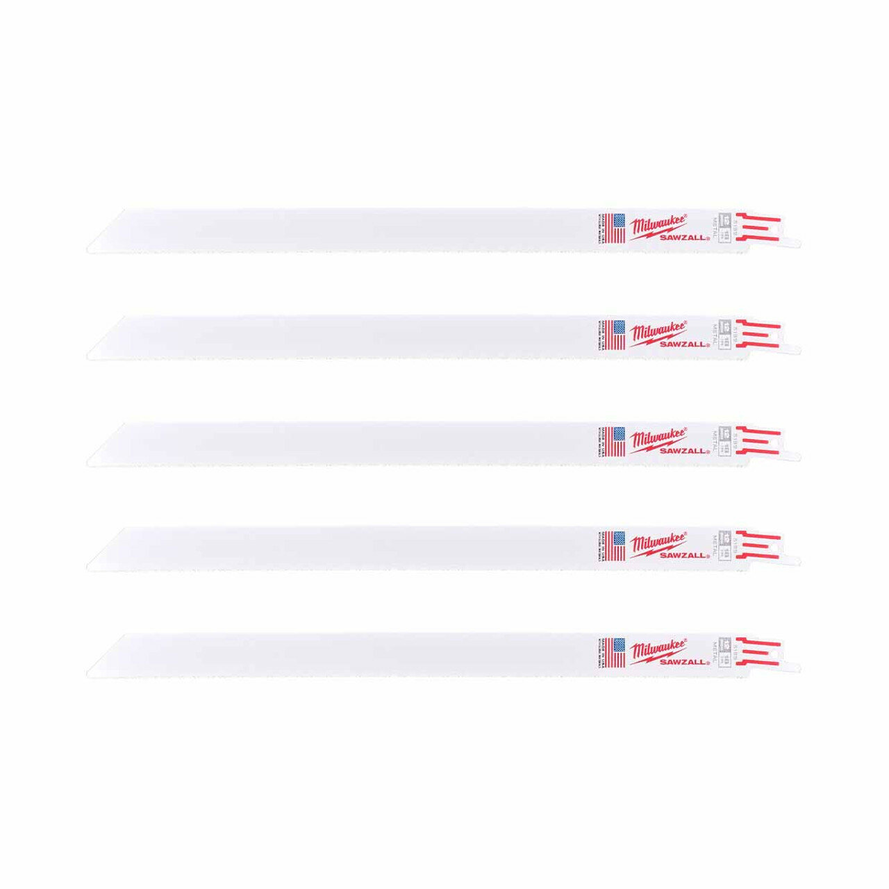 Пильное полотно для сабельной пилы MILWAUKEE Sawzall Metal, тонкий пропил, 300 мм, 18 зубцов на дюйм (5 шт.)